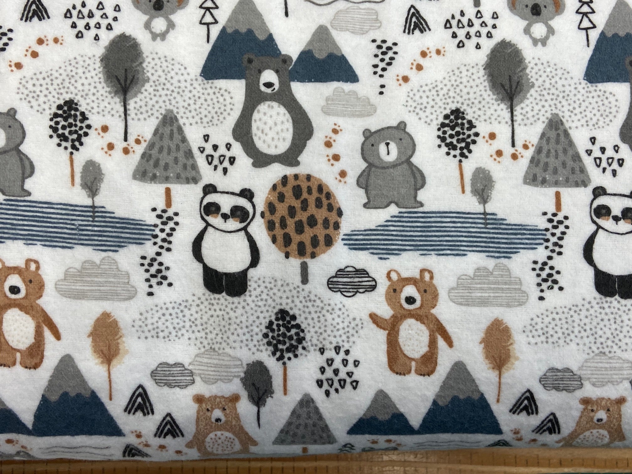 3 Wishes Cuddle Cubs Cub-Panions White Brushed Cotton Flannel Fabric b ...