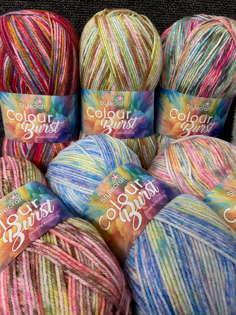 Stylecraft Colour Burst Variegated Self Stripe Double Knit DK Wool Yar Fabric Shack Malmesbury