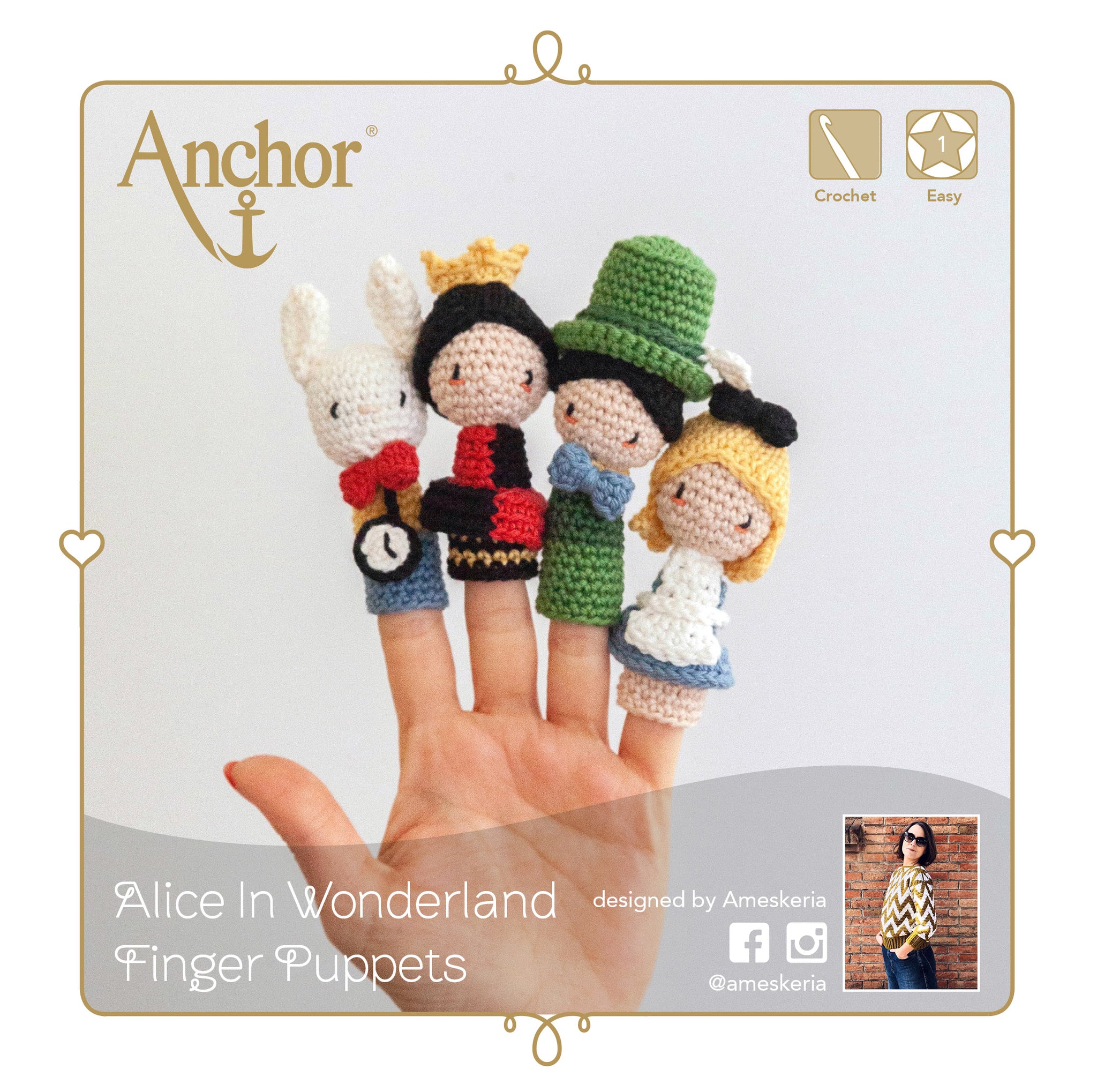 Ameskeria for Anchor Amigurumi Alice in Wonderland Finger Puppets Croc ...