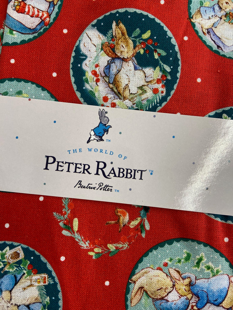 Beatrix Potter Hoppy Holidays Decorating Licensed White Cotton Fabric ...
