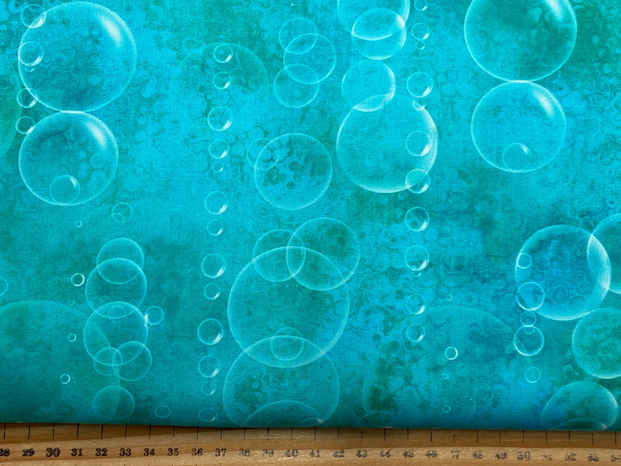 Connie Haley for 3 Wishes Shining Sea Tonal Bubbles Turquoise Cotton F ...