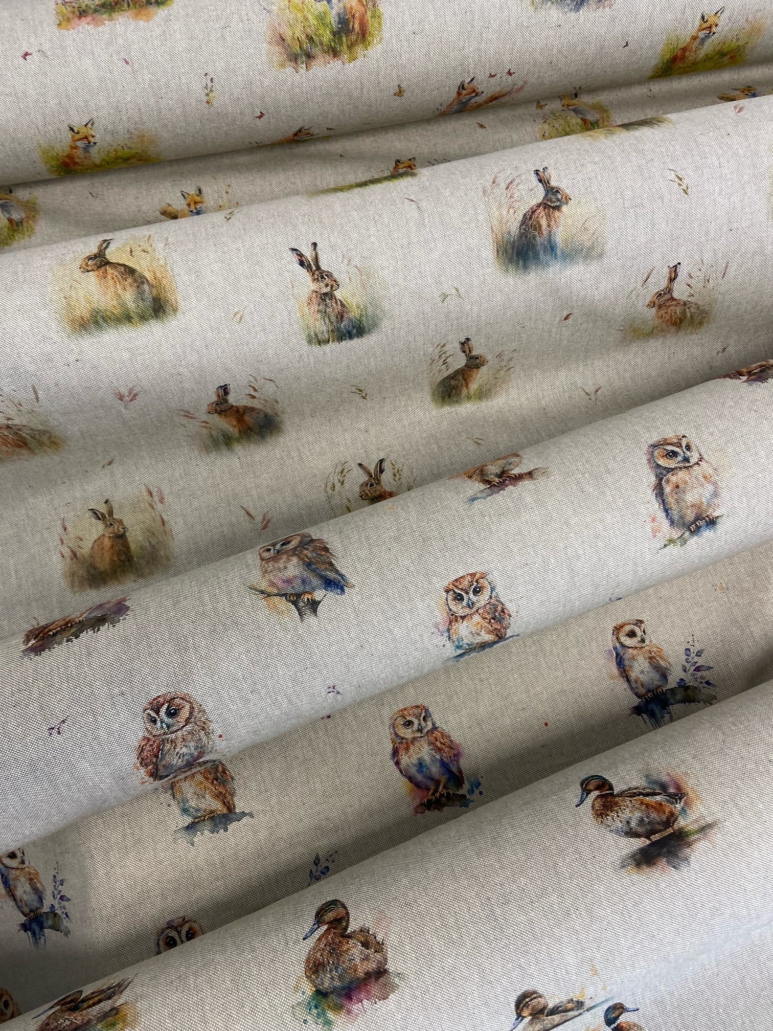 Linen Look Watercolour Ducks Natural Fabric by 1/2 Metre – Fabric Shack ...