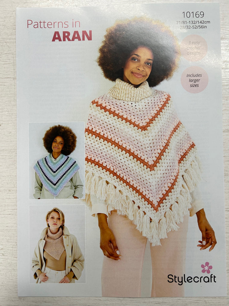 Stylecraft Serene Aran Ponchos Crochet Pattern 10169 – Fabric Shack ...