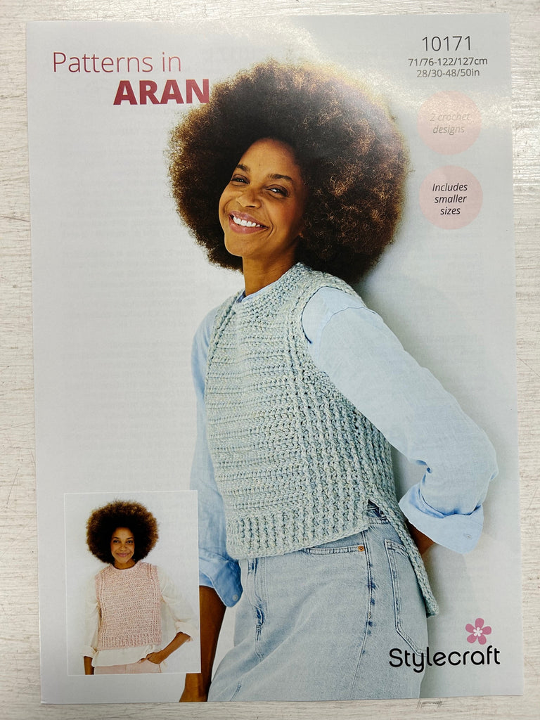 Stylecraft Serene Aran Ladies Tank Top Slipover Crochet Pattern 10171 ...