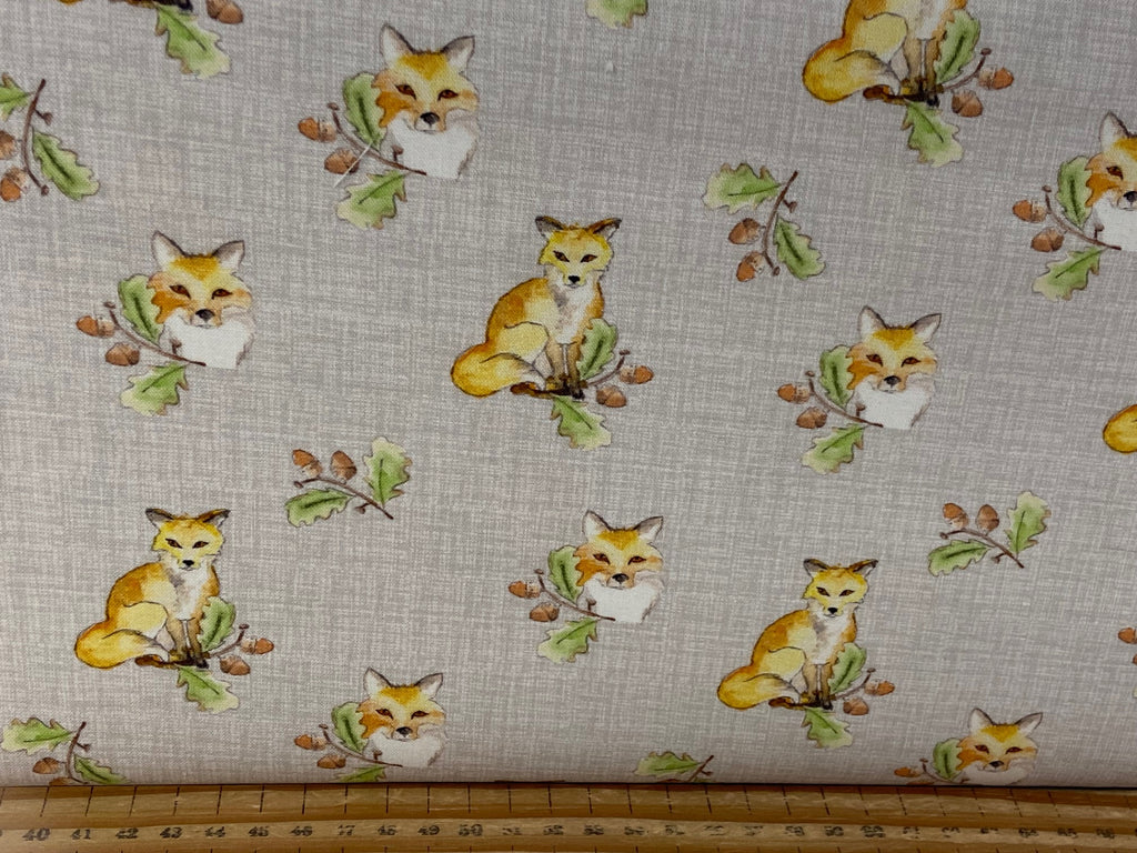 Debbie Shore A Country Walk Foxes Natural Organic Cotton Fabric by 1/4 ...
