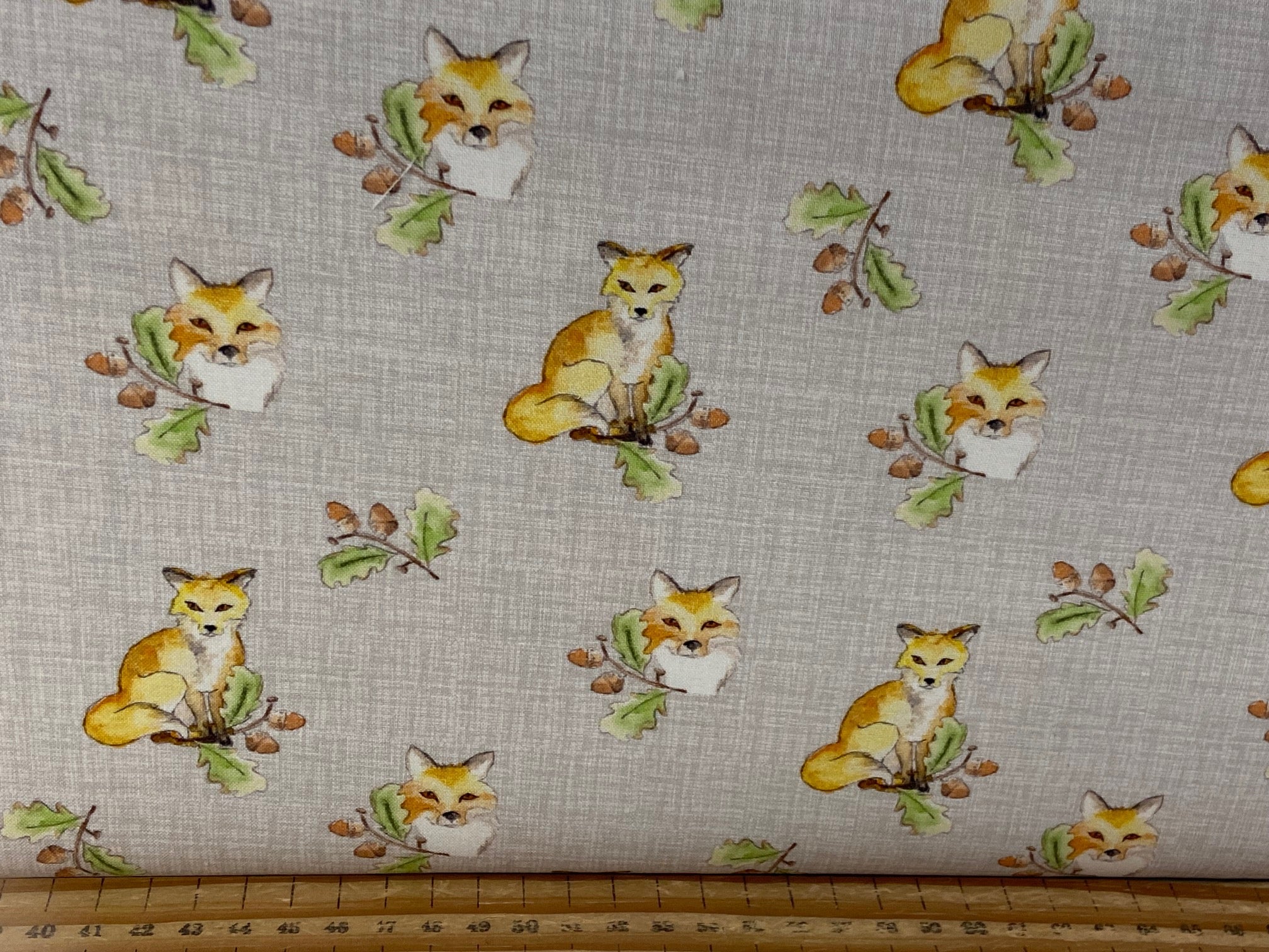 Debbie Shore A Country Walk Foxes Natural Organic Cotton Fabric by 1/4 ...