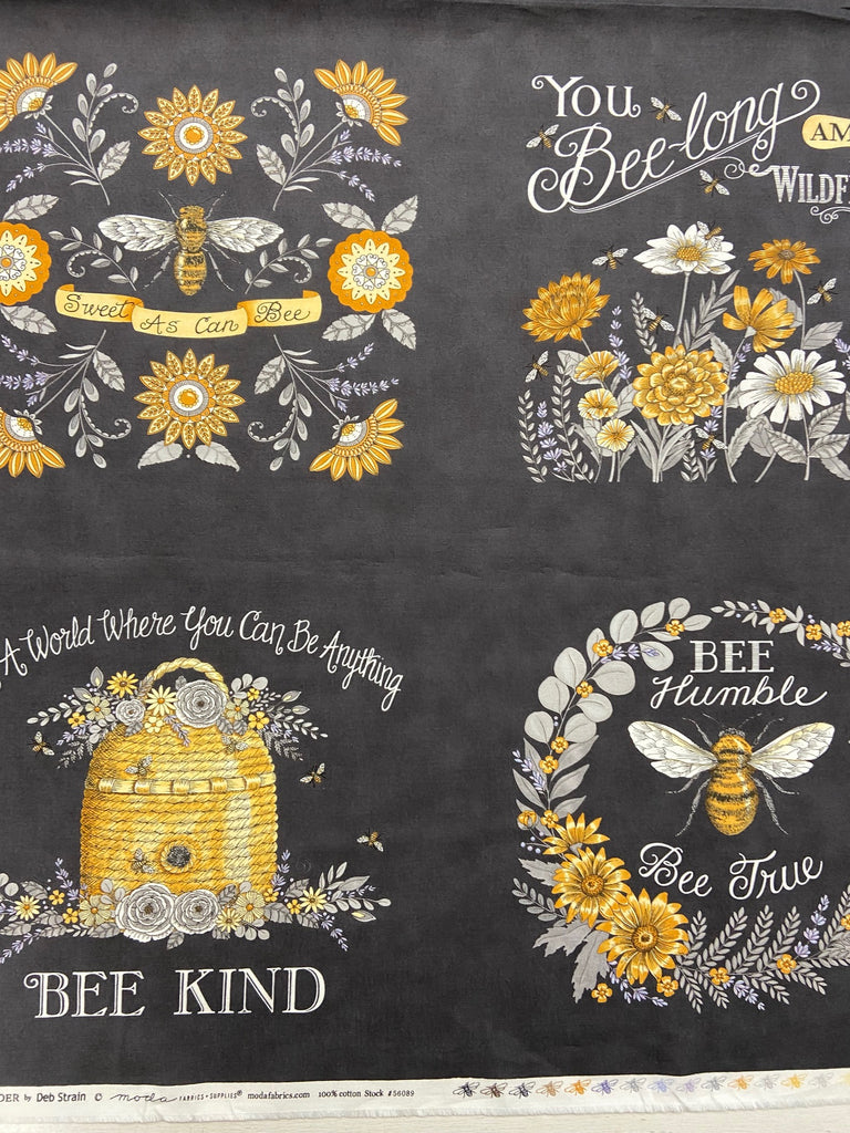 Deb Strain for Moda Honey & Lavender Dark Grey Cotton Fabric Panel ...