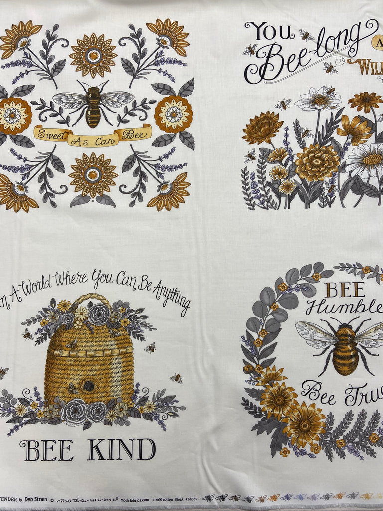 Deb Strain for Moda Honey & Lavender Cream Cotton Fabric Bee Panel ...