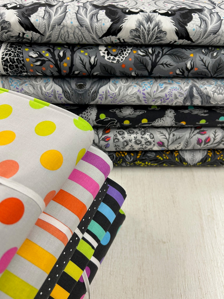 Tula Pink Graywork Huffin & Puffin Whisper Grey Cotton Fabric by 1/4 M ...