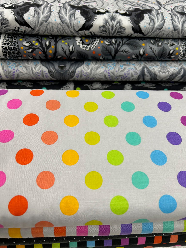 Tula Pink Graywork Huffin & Puffin Whisper Grey Cotton Fabric by 1/4 M ...
