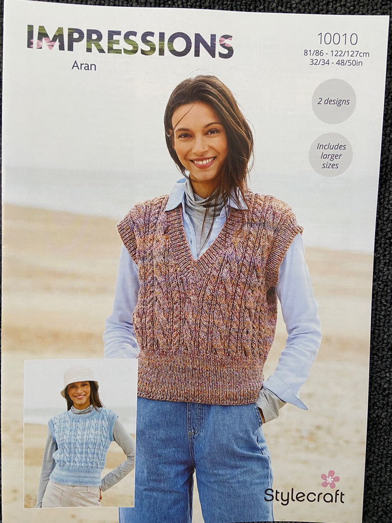 Stylecraft Impressions Aran Ladies Slipover Tank Top Knitting Pattern ...