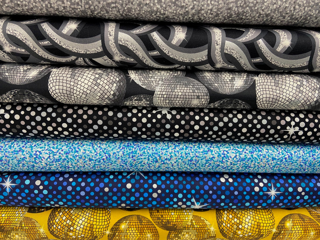 Lewis & Irene Disco Gold Disco Balls with Gold Metallic Cotton Fabric ...