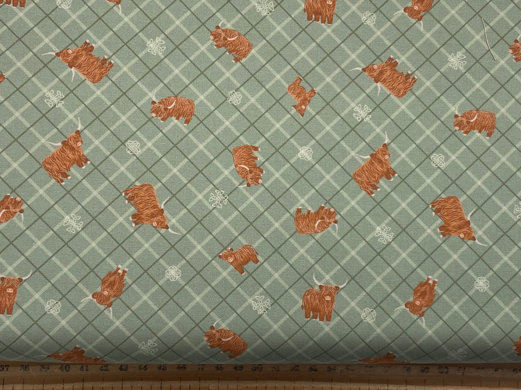 Lewis & Irene Small Things Celtic Inspired Highland Cow Celtic Green C ...