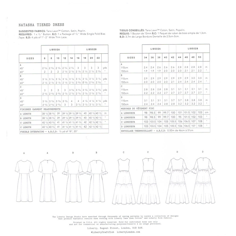 Liberty Natasha Tiered Dress (LIB105B) Dressmaking Pattern Various Siz ...