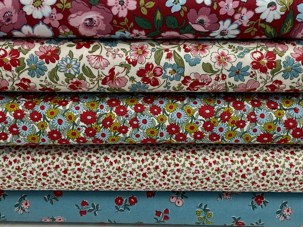 Liberty Heirloom 4 Hedgerow Bloom Dark Red Floral Cotton Fabric by 1/4 ...