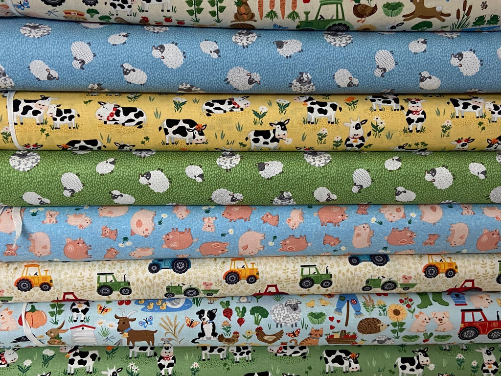 Makower Fun On The Farm Sheep Green Cotton Fabric by 1/4 Metre ...