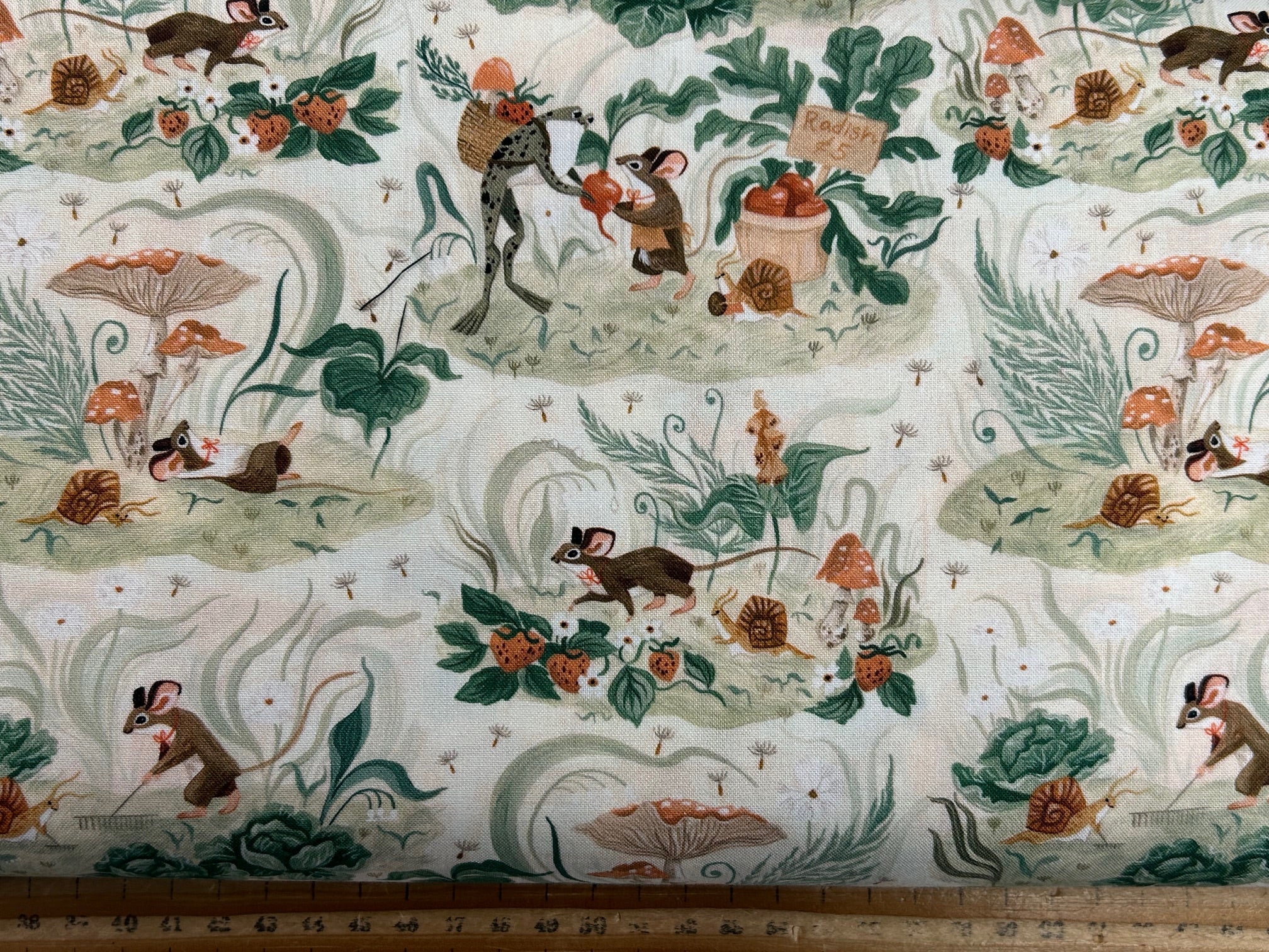 Rae Ritchie for Dear Stella Country Mouse Busy Mouse Vanilla Cream Cot ...