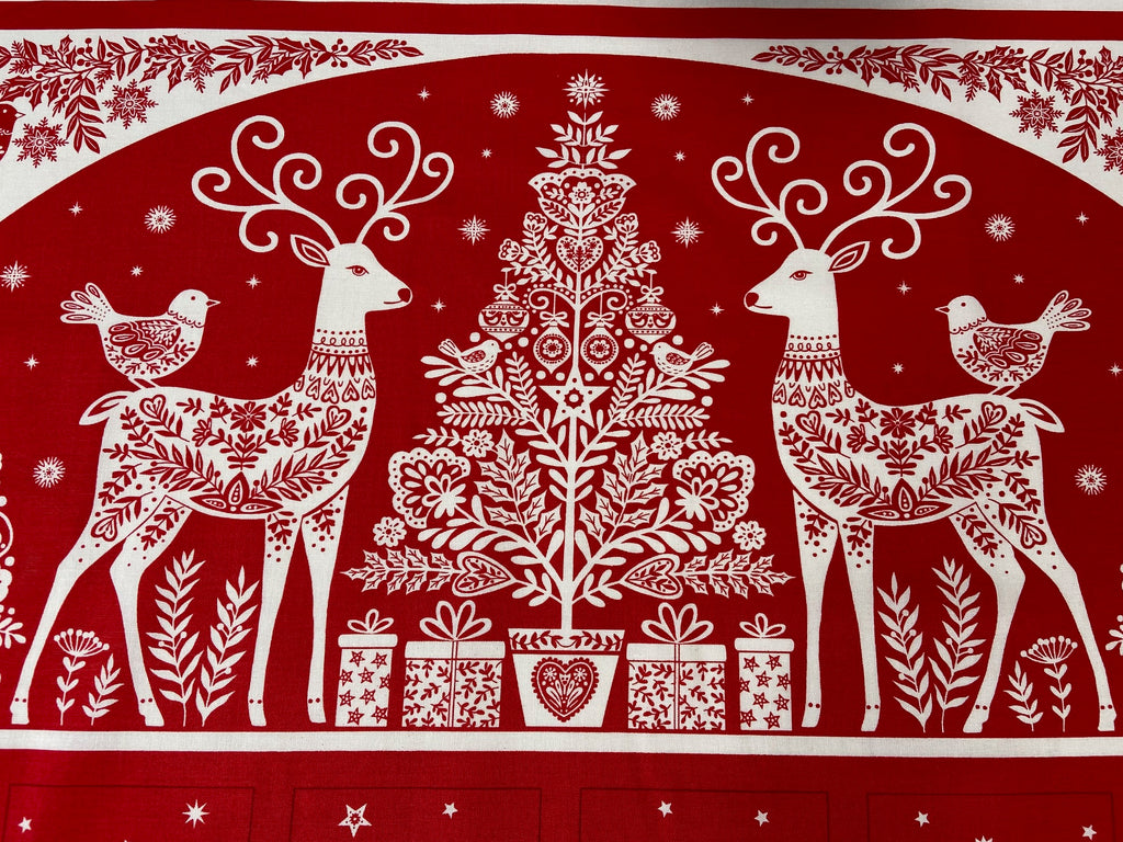 Makower Scandi 25 Christmas Fold Up Pocket Cotton Fabric Advent Panel ...