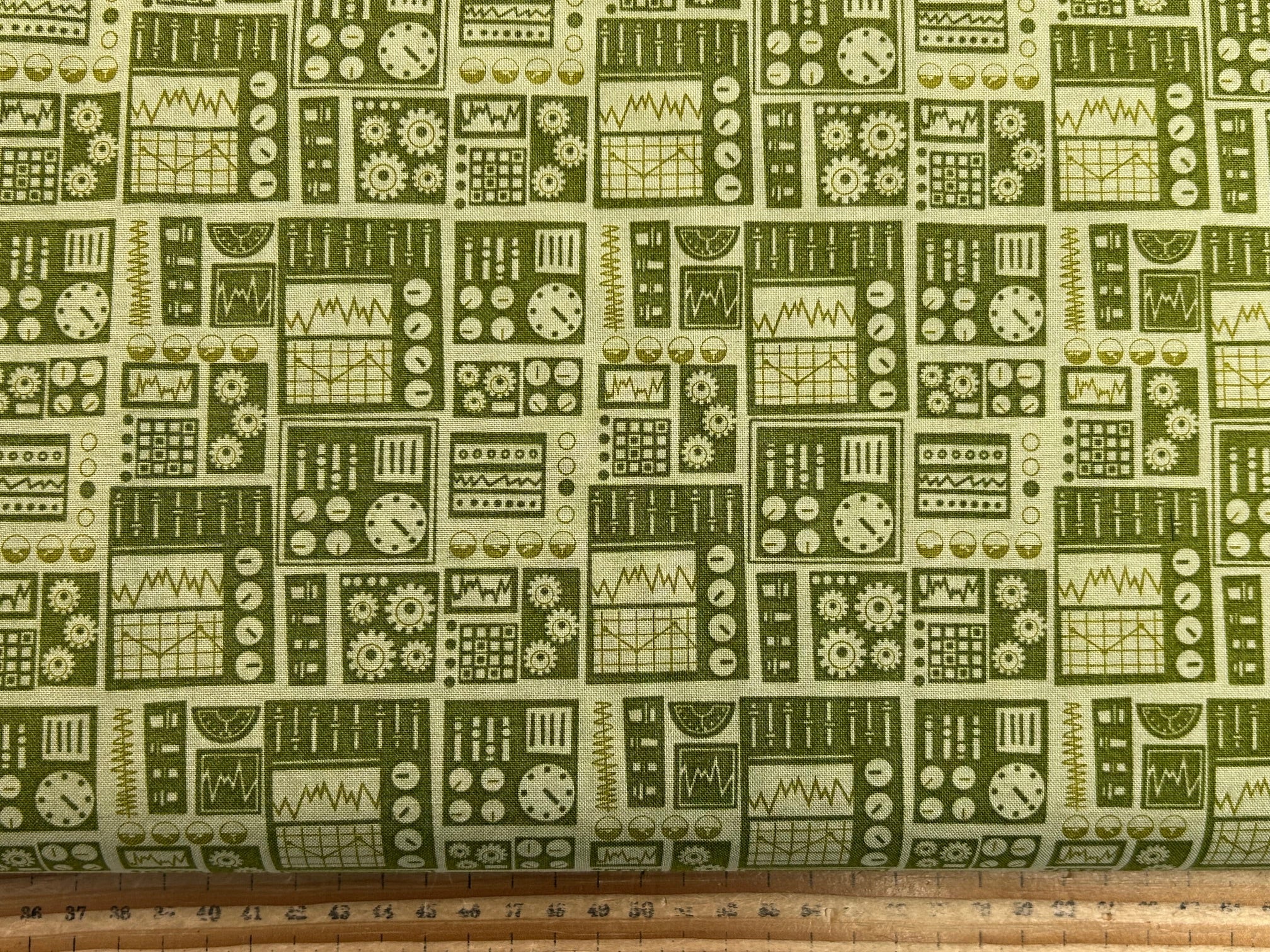 321 Blast Off by Stacy Iest Hsu for Moda Control Panel Green Cotton Fa ...