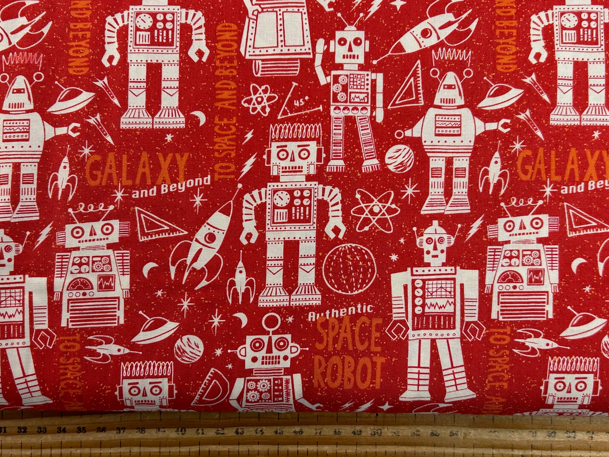 321 Blast Off by Stacy Iest Hsu for Moda Robots Red Cotton Fabric by 1 ...