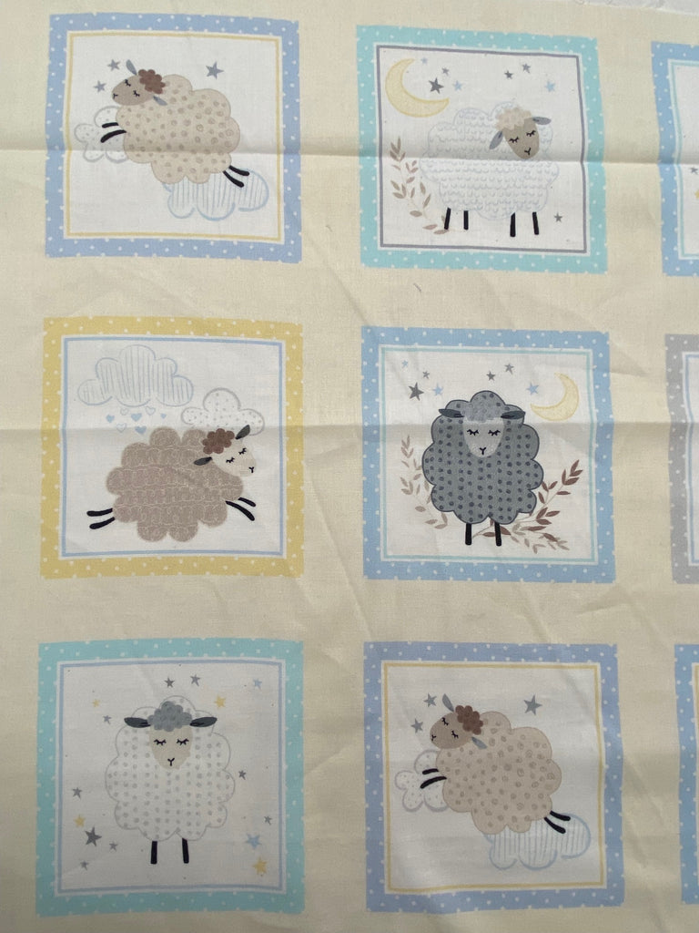 Greta Lynn Sweet Dream Boxes Cotton Fabric Sheep Quilt Panel Various C ...