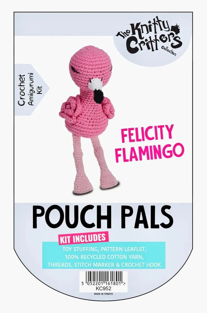 The Knitty Critters Pouch Pals Felicity Flamingo Amigurumi Crochet Kit ...