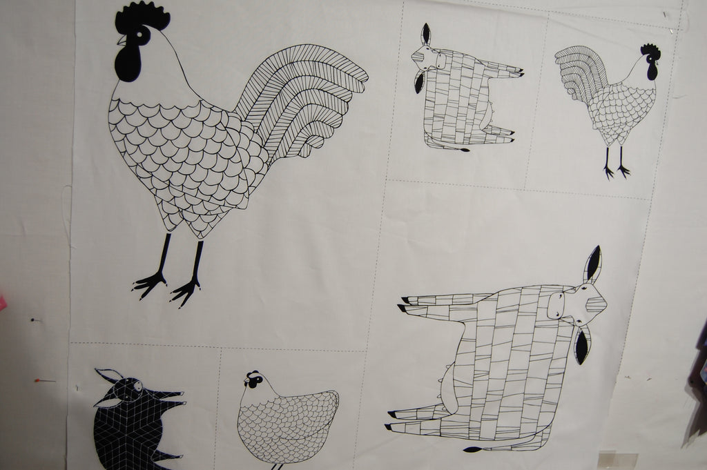 Gingiber for Moda 'Farm Fresh' Farm Animal Panel Black & White – Fabric ...