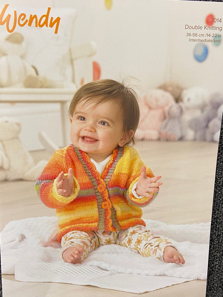 Wendy Knitting Pattern Baby Cardigan Double Knit Wool 7014 – Fabric ...