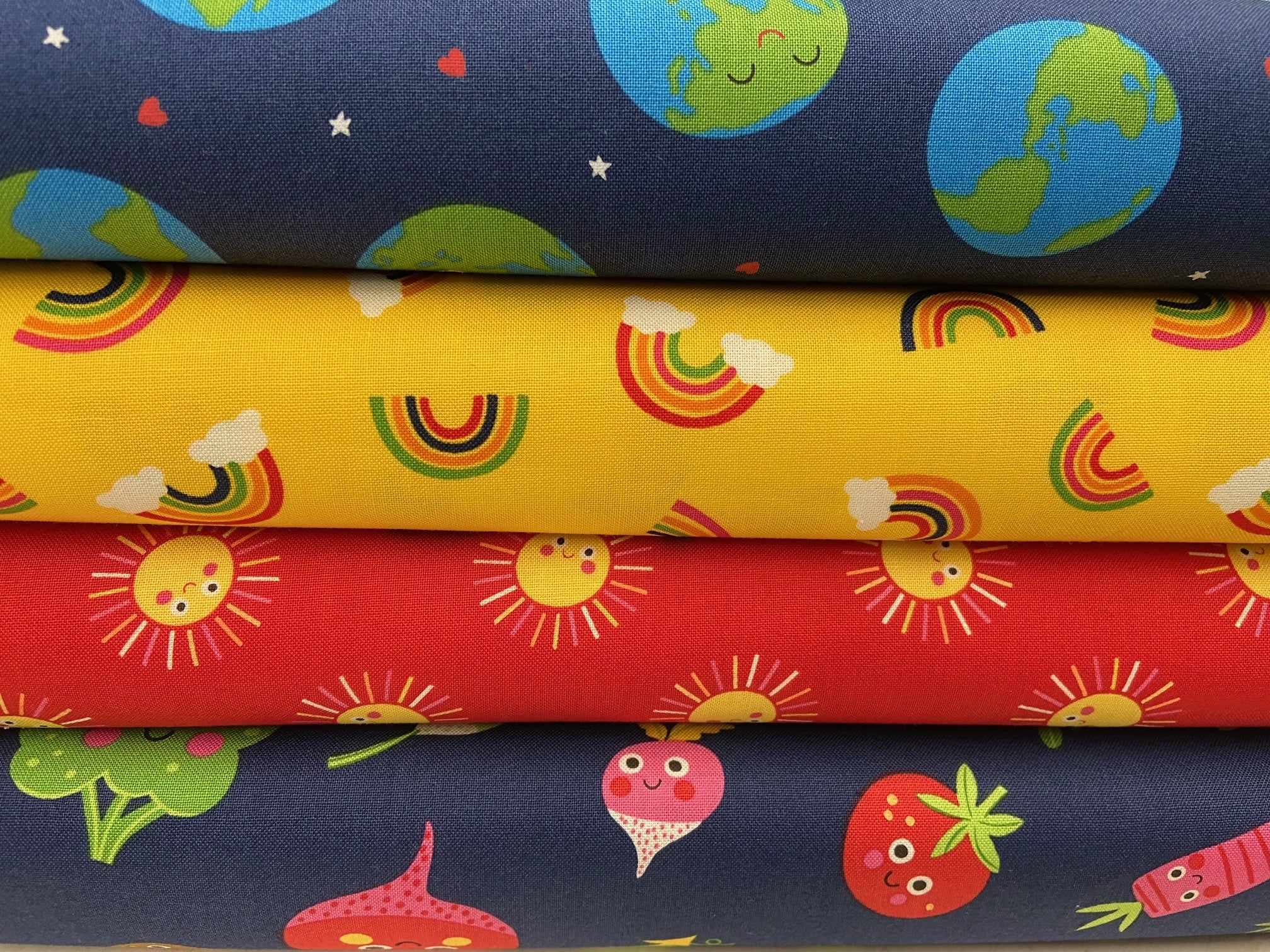 Abi Hall for Moda Rainbow Garden Sunshines Apple Red Cotton Fabric by ...