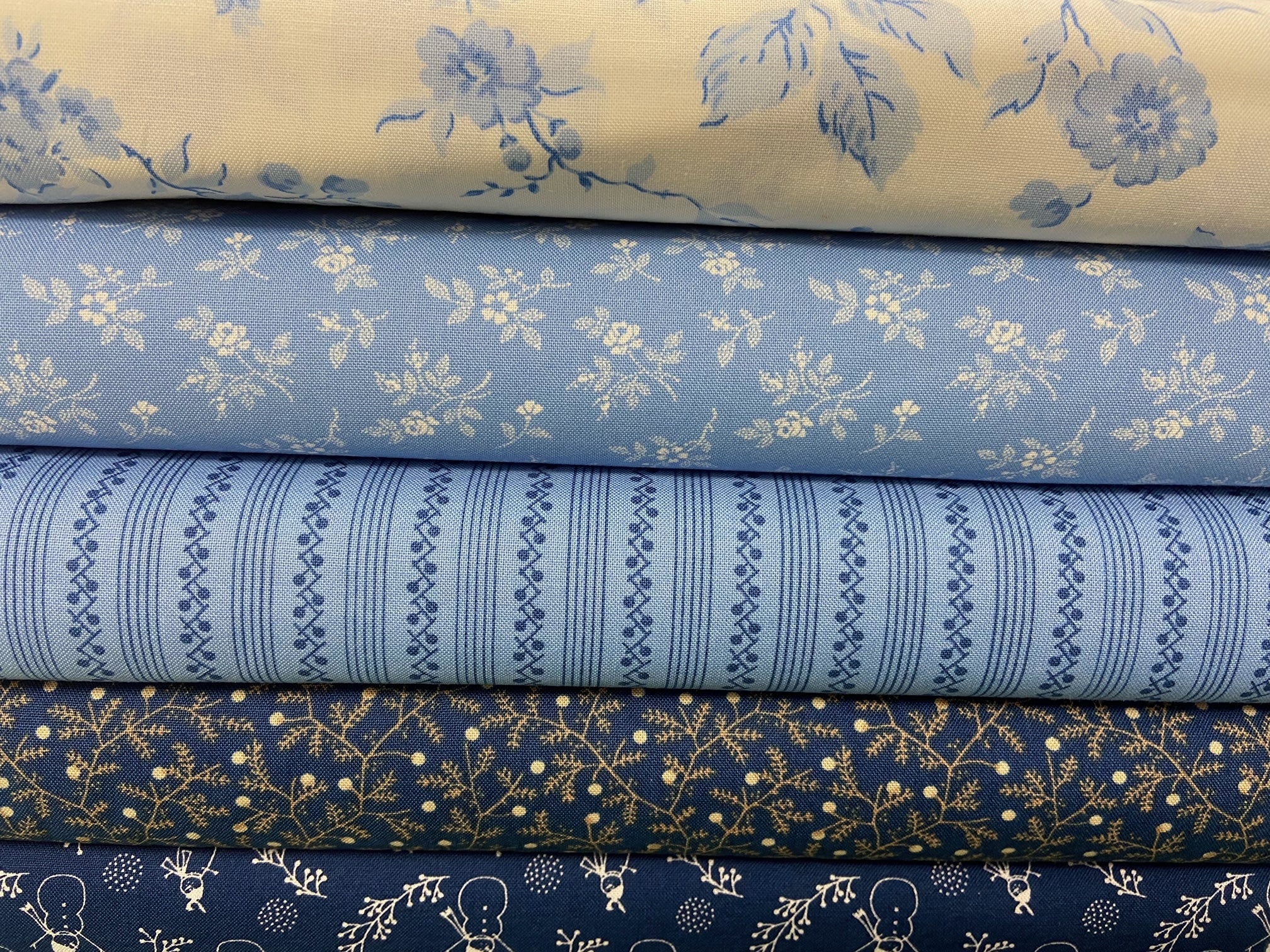 Bunny Hill Designs for Moda Crystal Lane Stripe French Blue Cotton Fab ...