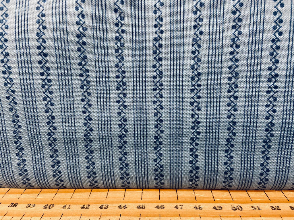 Bunny Hill Designs for Moda Crystal Lane Stripe French Blue Cotton Fab ...