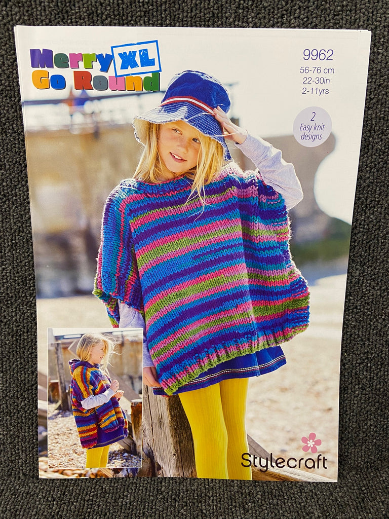 Stylecraft Merry Go Round XL Super Chunky Kids Poncho Knitting Pattern ...