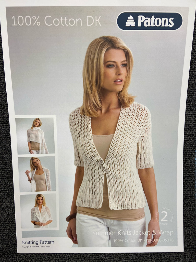 Patons Knitting Pattern 'Summer Knits Jacket & Wrap' Cotton DK 5376 ...