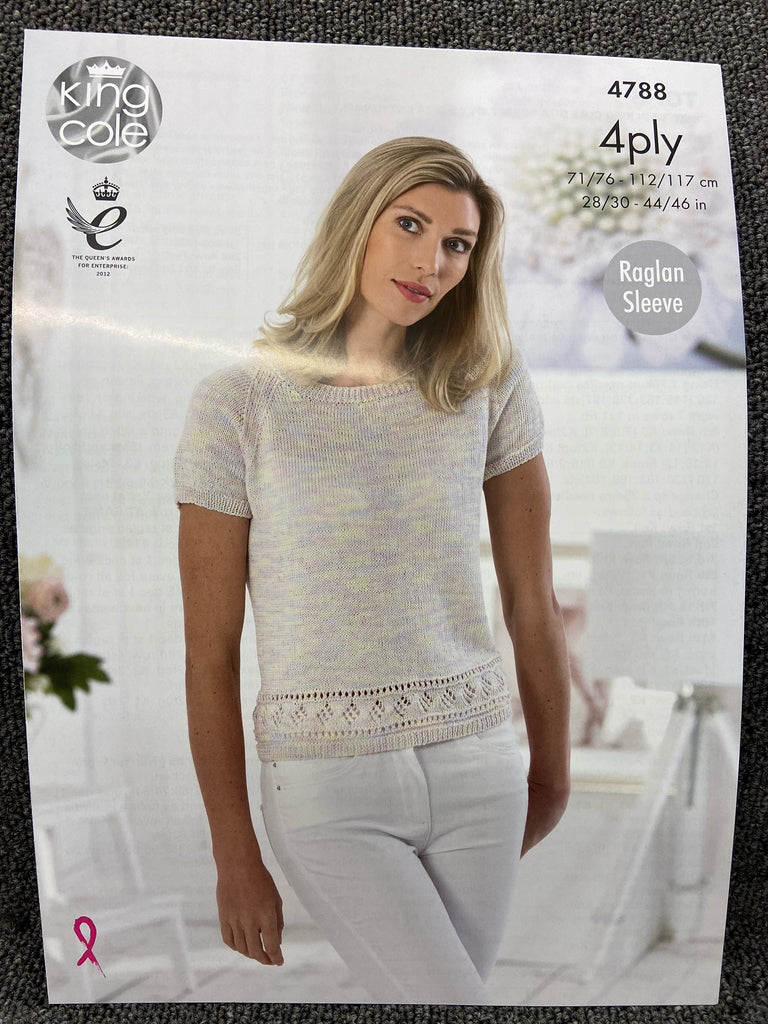 King Cole 4 Ply Ladies Tops Knitting Pattern 4788 – Fabric Shack Malmesbury