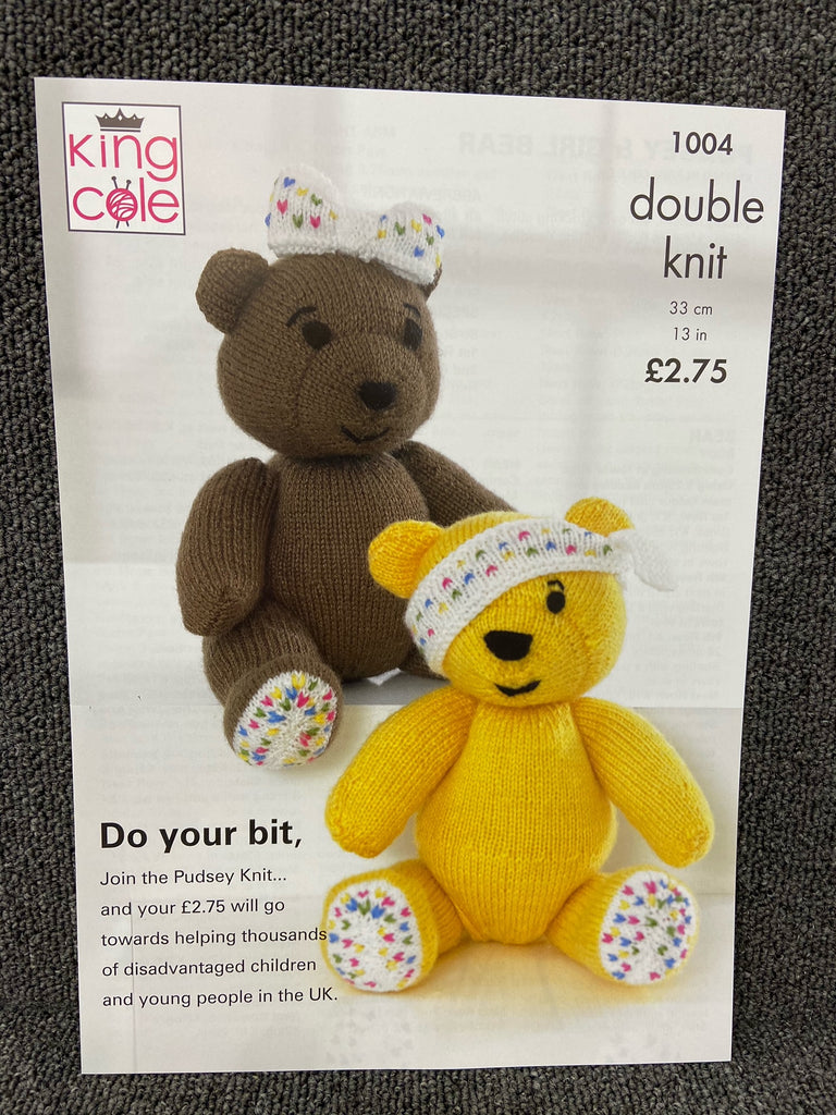 King Cole Children in Need Pudsey & Blush Bear Knitting Pattern 1004 ...