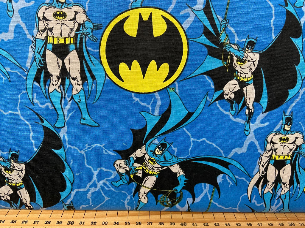 DC Comics Licensed Batman Rope/Logo Blue Cotton Fabric by the 1/4 Metr ...