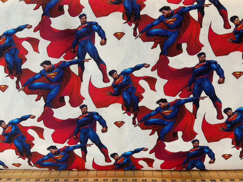 DC Comics Superman Extra Wide Cream Cotton Fabric by the 1/4 Metre ...