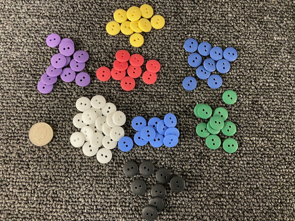 Groves Polyester Smartie Button 11mm 2 Hole Various Colours – Fabric ...