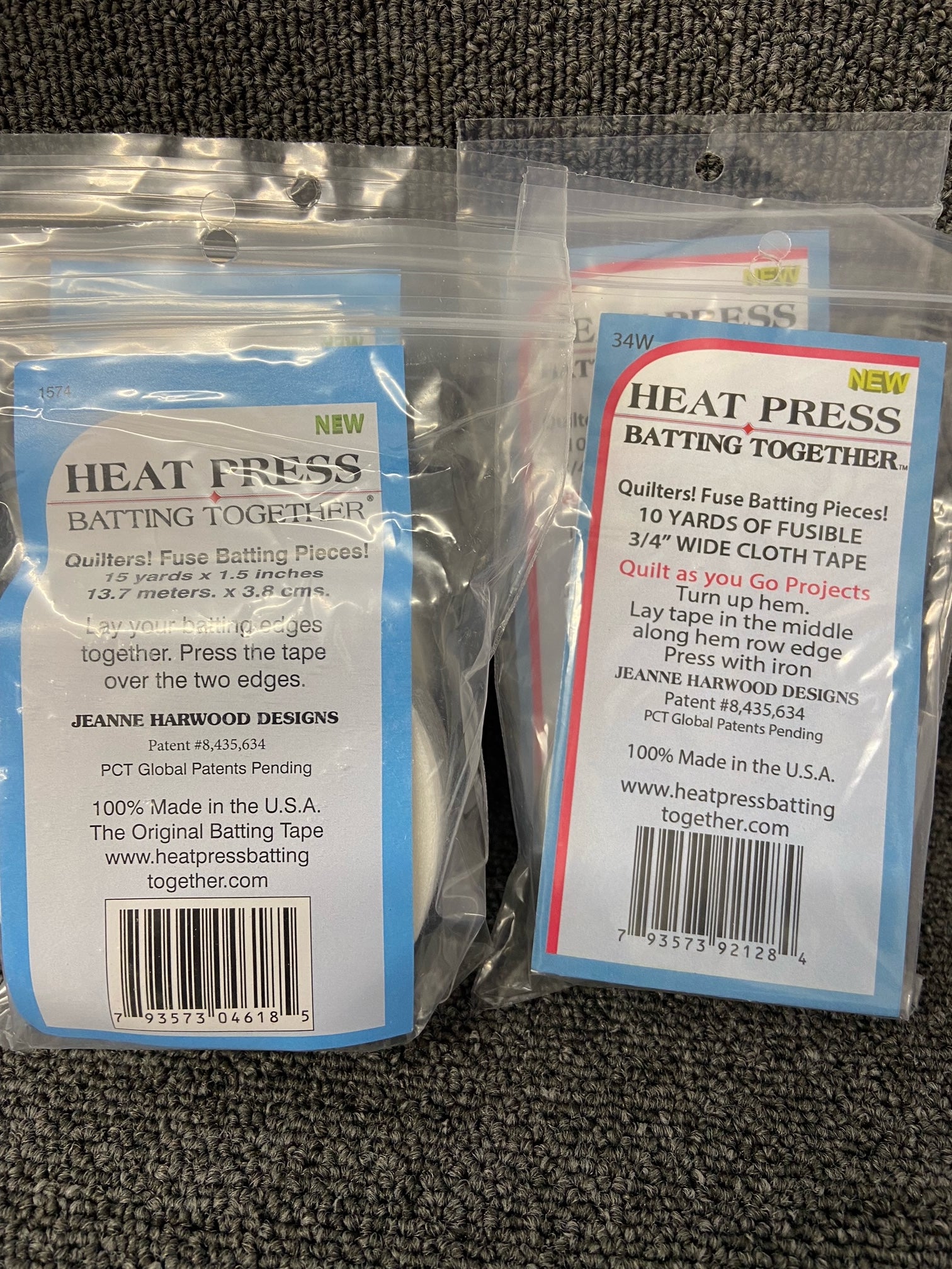 Jeanne Harwood Designs Heat Press Batting Together Waddng Tape Various ...