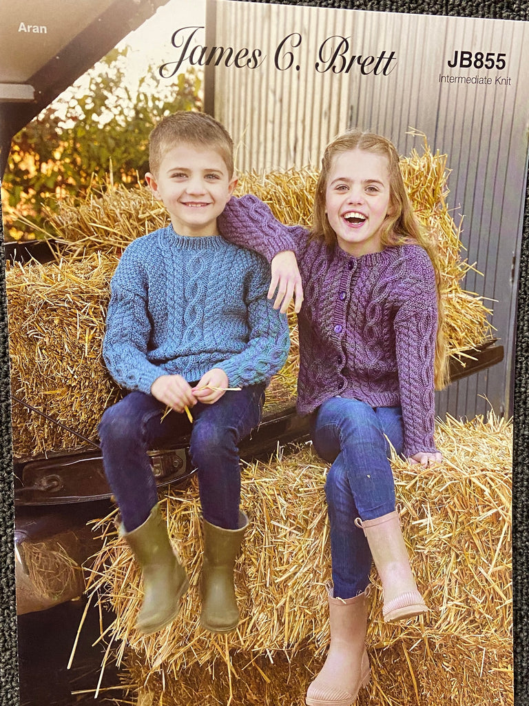 James C Brett Knitting Pattern Kids Jumper Cardigan Croftland Aran Kni ...