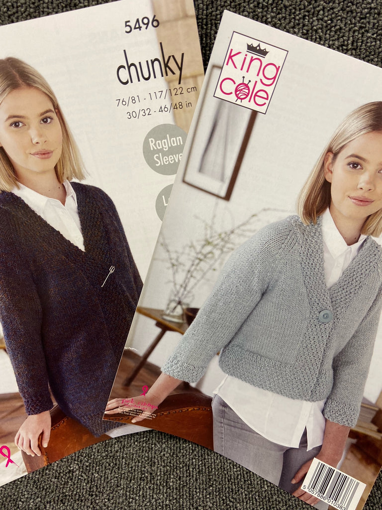 King Cole Chunky Knit Ladies Cardigan Knitting Pattern 5496 – Fabric ...