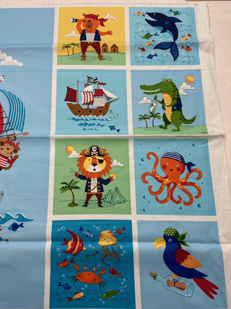 Makower Pirates Cotton Fabric by the Panel* Multi Block Panel – Fabric ...