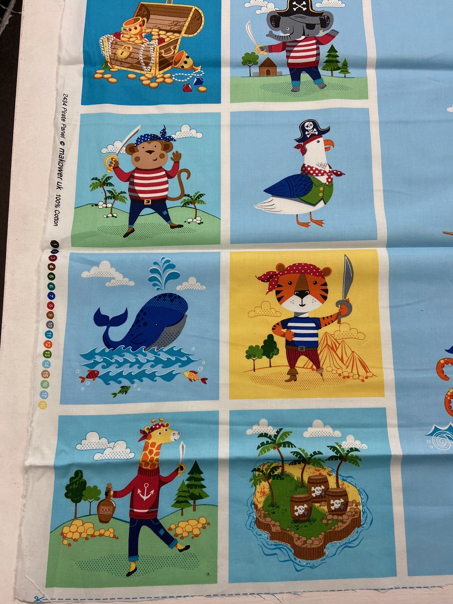Makower Pirates Cotton Fabric by the Panel* Multi Block Panel – Fabric ...