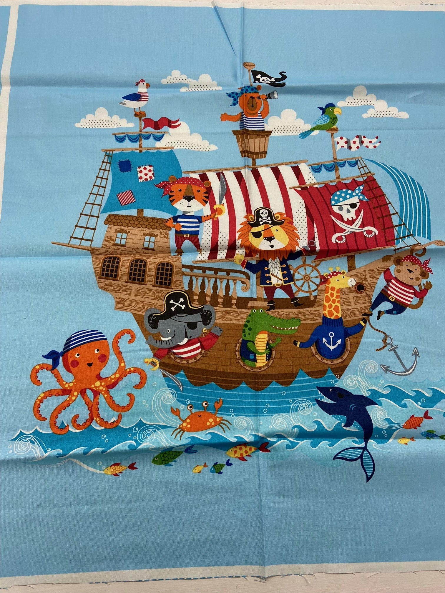 Makower Pirates Cotton Fabric by the Panel* Multi Block Panel – Fabric ...