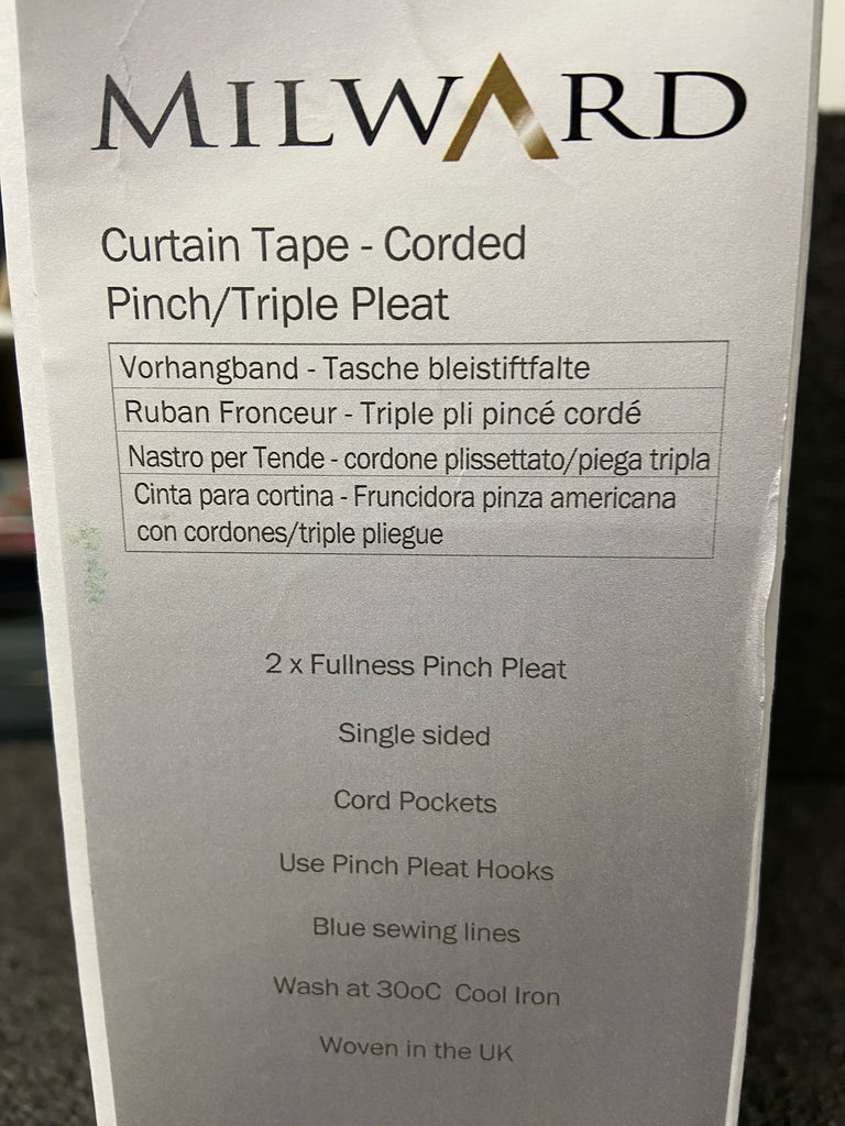 Milward Corded Pocket Tape Pinch or Triple Pleat Curtain Header Tape 7 ...