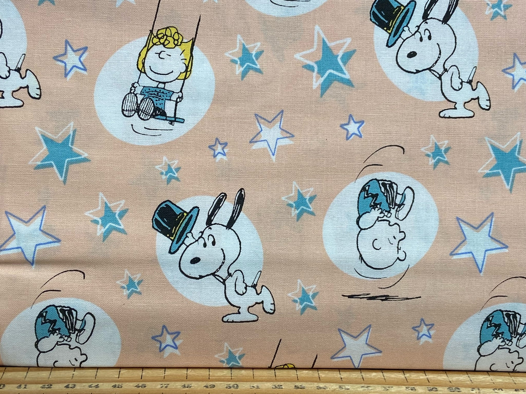 Schultz Peanuts Snoopy Circus Spotlight Peach Cotton Fabric by 1/4 Met ...