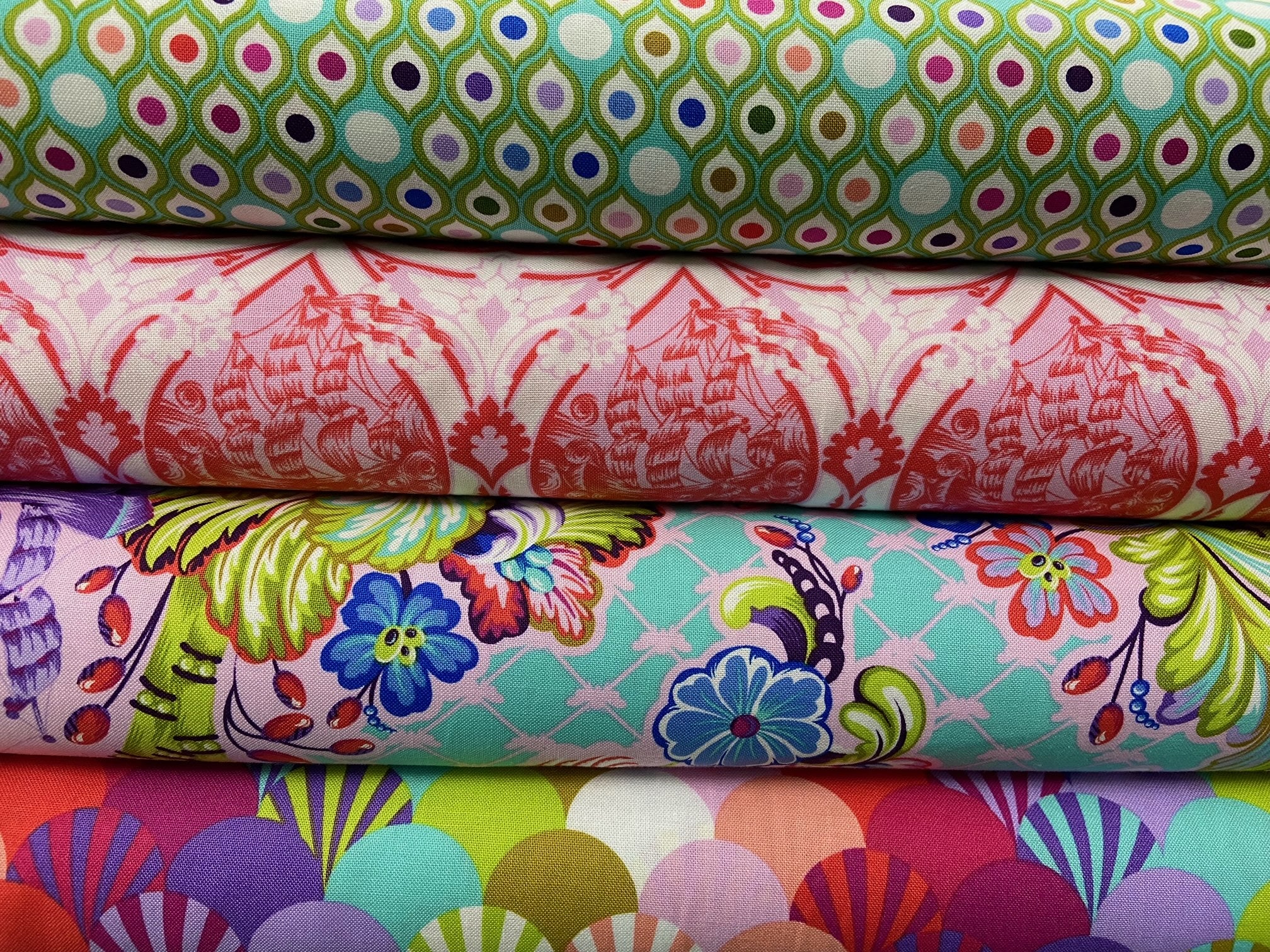 Tula Pink Parisville (Deja Vu) Cameo Ship Turquoise Cotton Fabric by 1 ...