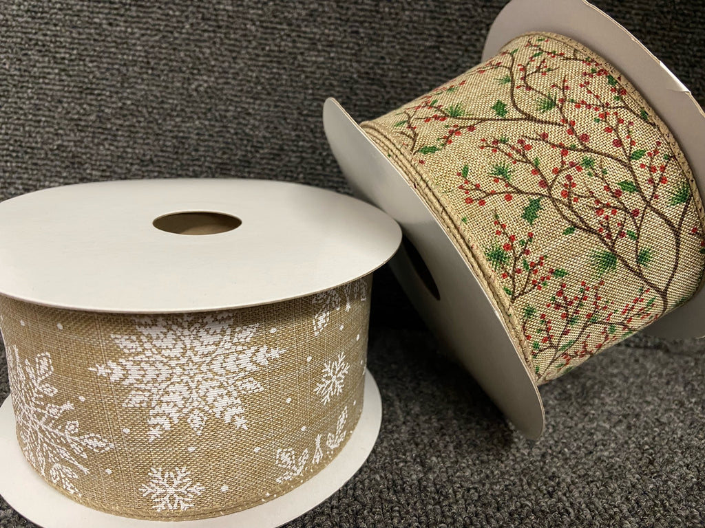 Groves Premium Wire Edged Christmas Ribbon Trim Various Patterns 63mm ...
